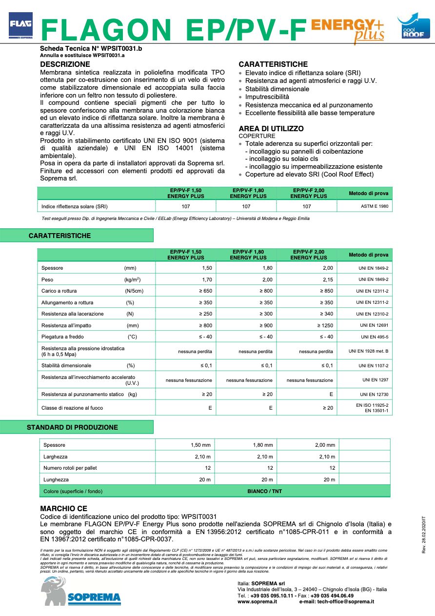 Membrana sintetica in TPO FLAGON EP/PV - EP/PV-F ENERGY PLUS - Soprema ...