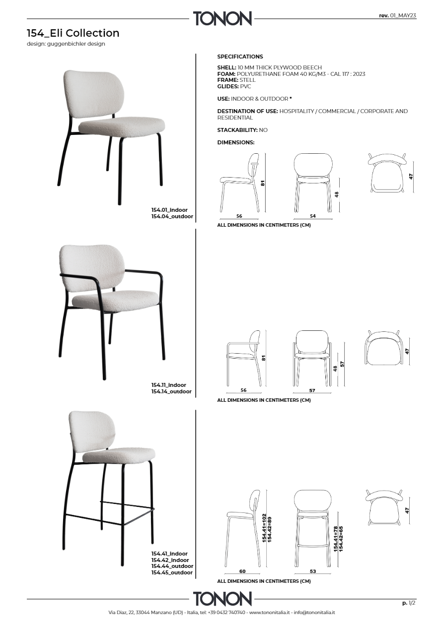 ELI UPHOLSTERED Sgabello By Tonon