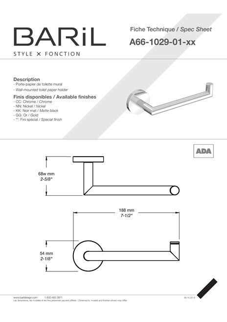 ZIP A66 Toilet roll holder By BARIL