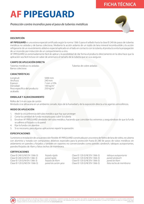 AF PIPEGUARD Protección para el paso de tuberías metálicas By AF SYSTEMS