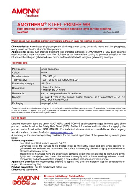 Vernis résistant au feu AMOTHERM STEEL PRIMER WB Collection Steel By J ...