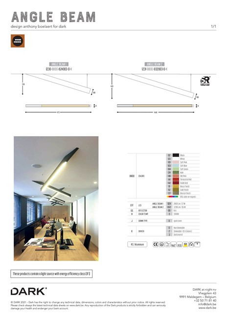 ANGLE BEAM LED aluminium ceiling lamp By Dark | design Anthony Boelaert