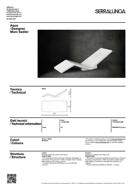 Set di lettini da giardino in polietilene AQUA LOUNGER - Serralunga - Edilportale