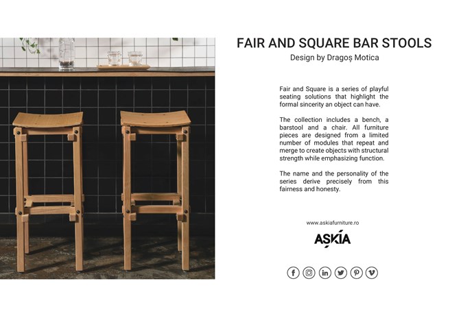 FAIR AND SQUARE Hochhocker aus Esche By Askia | design Dragos Motica