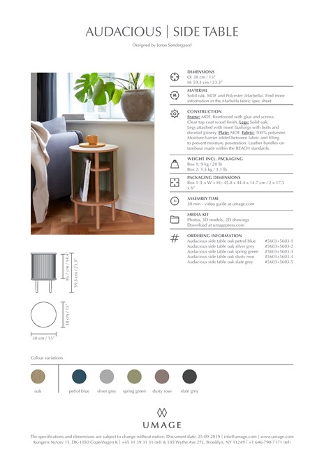 AUDACIOUS Side table By Umage | design Jonas Søndergaard