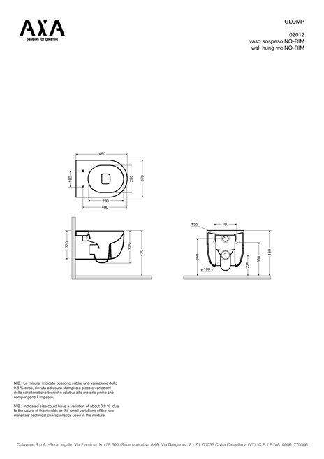 GLOMP Wc sospeso in ceramica By Axa