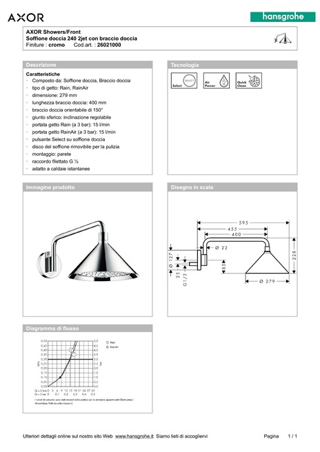 AXOR SHOWERS/FRONT Soffione doccia a muro con braccio By Axor | design ...