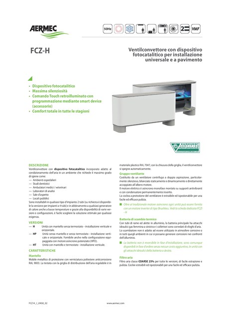 Ventilconvettore con lampada germicida fotocatalitica FCZ_H - AERMEC - Edilportale