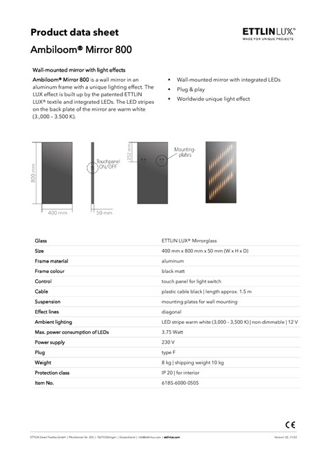 AMBILOOM® 750 Espelho By ETTLIN LUX®