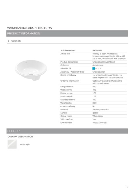 ARCHITECTURA | Lavatório estilo moderno By Villeroy & Boch