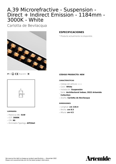 A.39 MICROREFRACTIVE perfil para iluminación lineal By Artemide diseño ...
