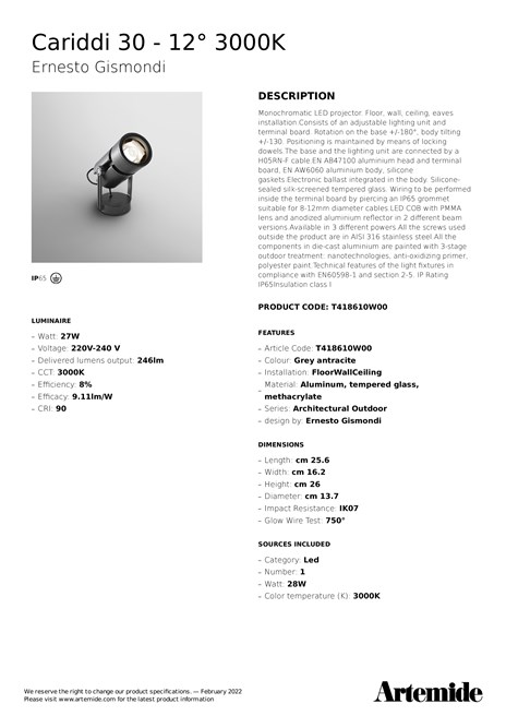 CARIDDI | Ceiling Outdoor floodlight By Artemide design Ernesto Gismondi