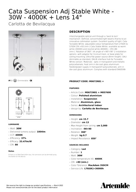 CATA CATADIOPTRIC LED die cast aluminium pendant lamp By Artemide ...