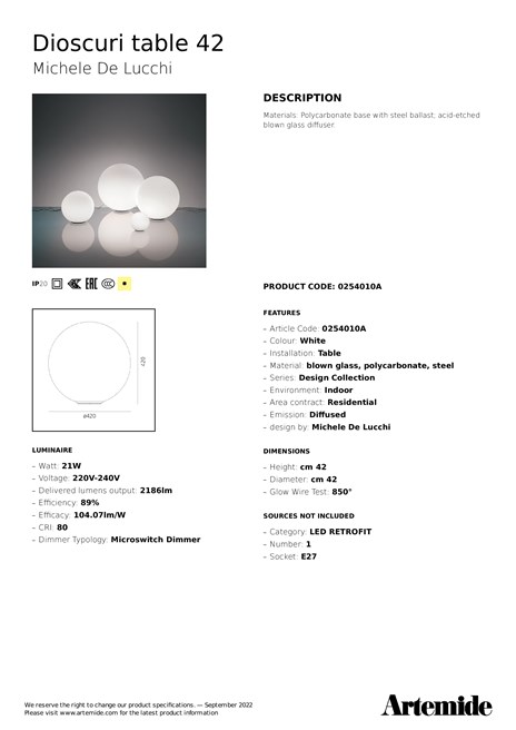 DIOSCURI | Настольный светильник By Artemide дизайн Michele De Lucchi