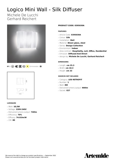 LOGICO LED blown glass wall lamp By Artemide | design Michele De Lucchi ...