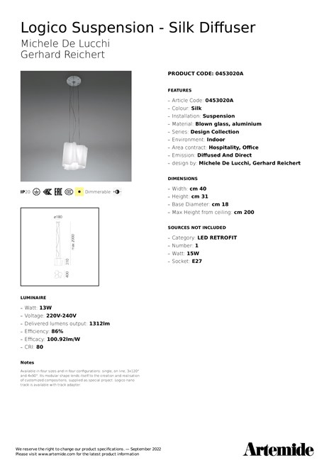 LOGICO Blown glass pendant lamp By Artemide