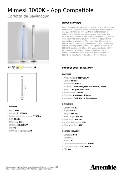 MIMESI 落地灯 By Artemide