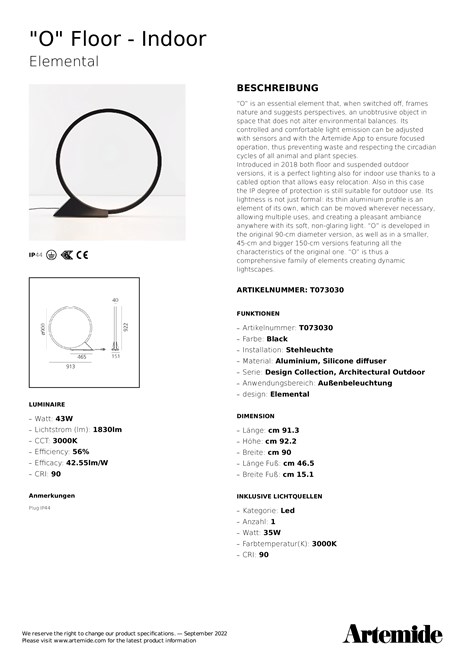 "O" INDOOR LED Stehleuchte aus Aluminium By Artemide | design Elemental