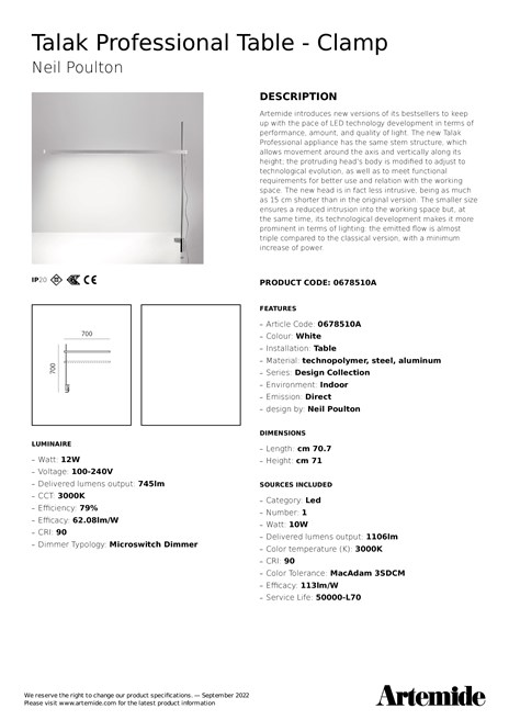 TALAK PROFESSIONAL | Table lamp Height-adjustable swivel table lamp By ...