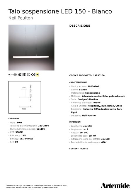 TALO Lampada a sospensione a LED in alluminio By Artemide | design Neil ...