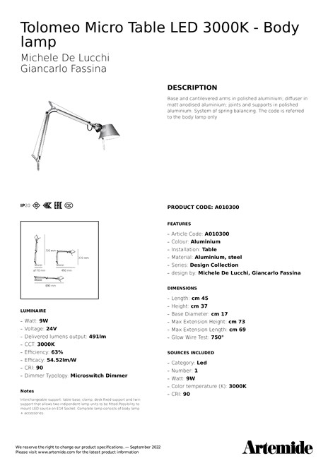 TOLOMEO MICRO | Desk lamp Tolomeo Collection By Artemide design Michele ...