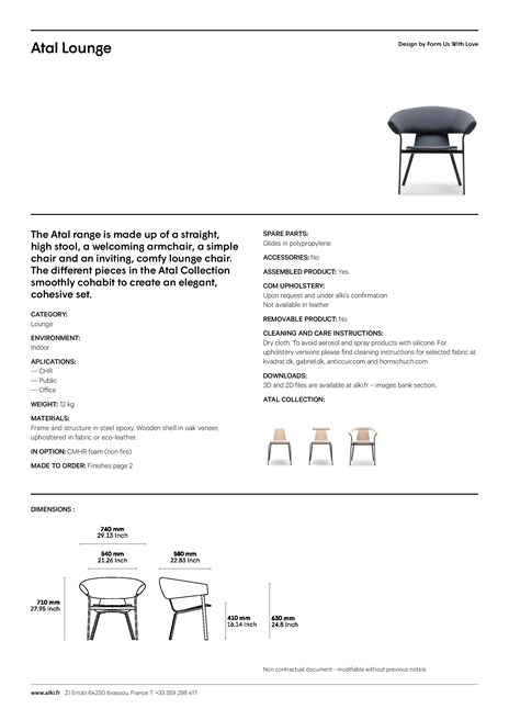 ATAL LOUNGE Fabric easy chair with armrests By Alki | design Form Us ...