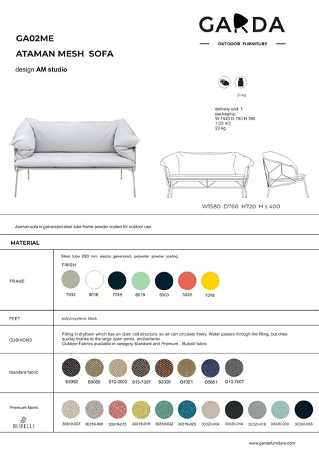 ATAMAN MESH | Garden sofa By Garda Furniture design AM Studio