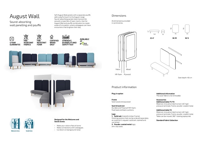 AUGUST Sound-absorbing wall panelling and pouffe By Intuit by Softrend ...