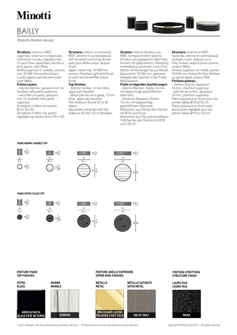 Coffee table BAILLY By Minotti design Rodolfo Dordoni