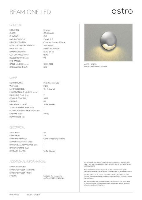 Segnapasso a LED a pavimento in alluminio per esterni BEAM ONE LED By ...