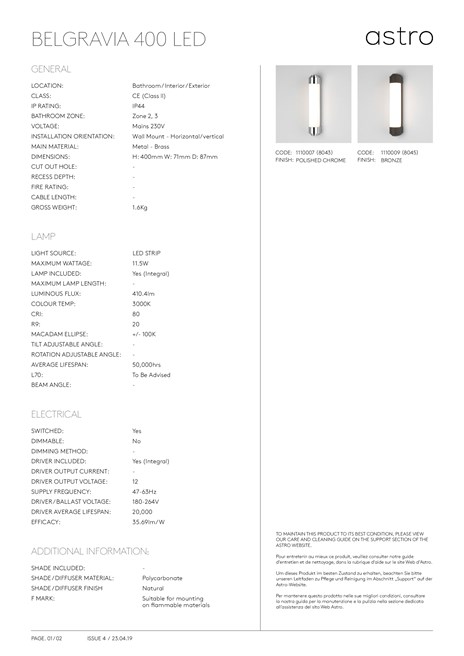 BELGRAVIA 400 By Astro Lighting