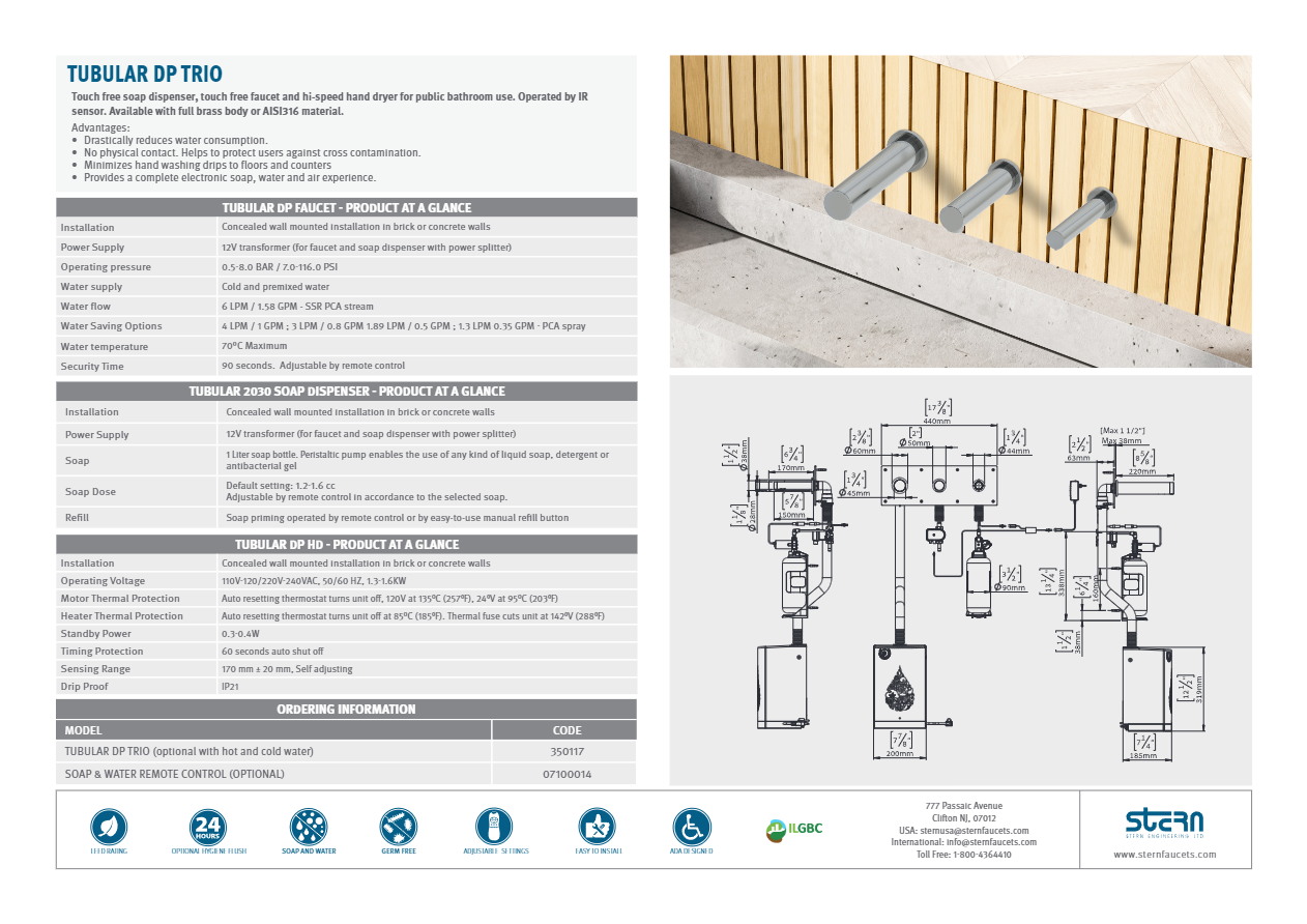 TUBULAR DP TRIO Tap for public WC By Stern