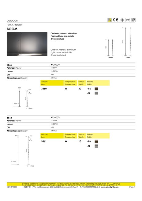BOOM LED adjustable carbon floor lamp By Olev | design Marc Sadler