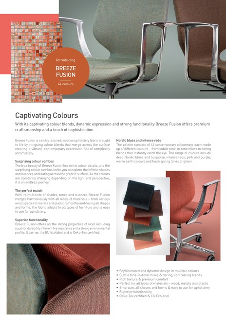 Richly textured woollen upholstery fabric BREEZE FUSION By Gabriel