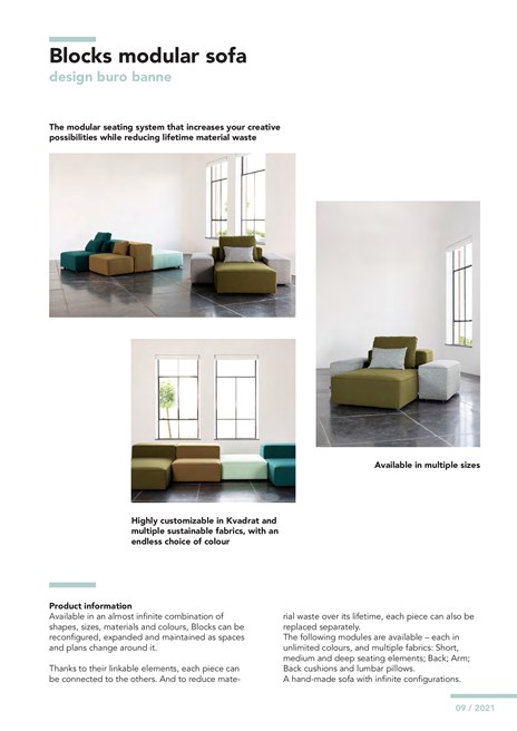 Canapé modulable en tissu BLOCKS By banne