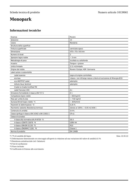 MONOPARK Parquet 2 strati in rovere By Bauwerk Parkett