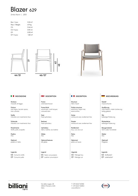 BLAZER 629 Easy chair By Billiani | design Emilio Nanni