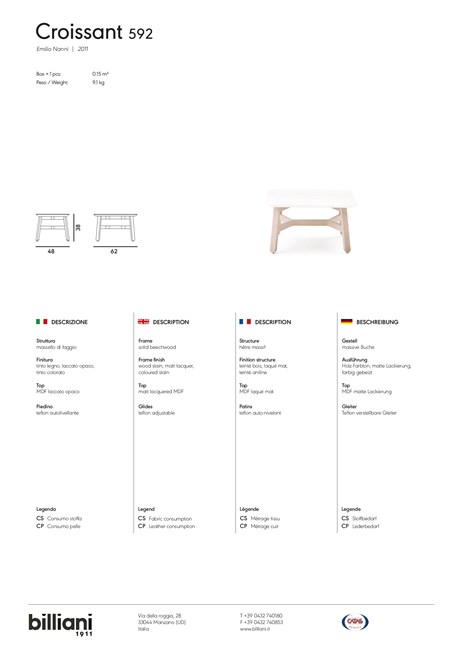 CROISSANT 592 Hocker By Billiani | design Emilio Nanni