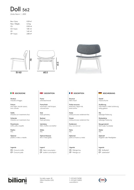 DOLL 562 Easy chair By Billiani | design Emilio Nanni