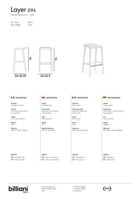 LAYER 094 Stool By Billiani