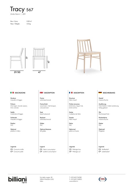 TRACY 567 Stuhl By Billiani | design Emilio Nanni
