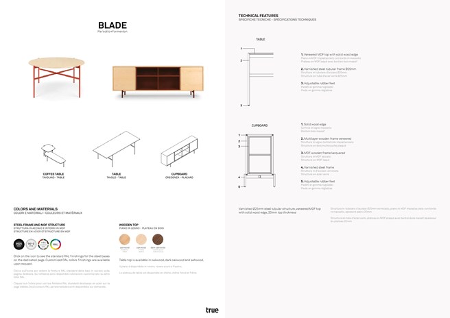 BLADE Rectangular wooden table By True Design