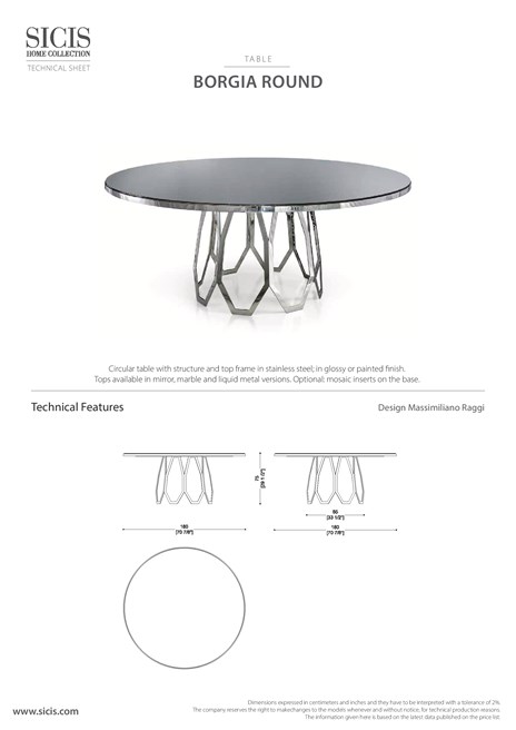 BORGIA Round mirrored glass table By Sicis | design Massimiliano Raggi