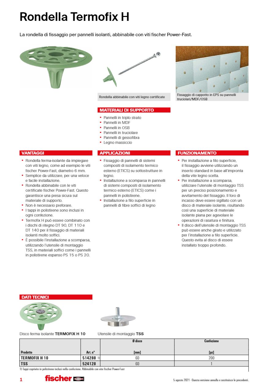 Fischer TERMOFIX H Fissaggio speciale per isolante By fischer
