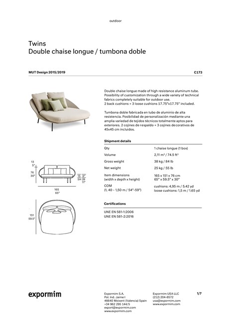 TWINS Cama de jardín de tela By EXPORMIM | design MUT Design Studio