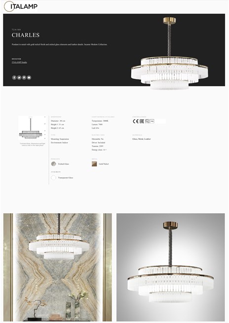 CHARLES Pendant lamp By Italamp