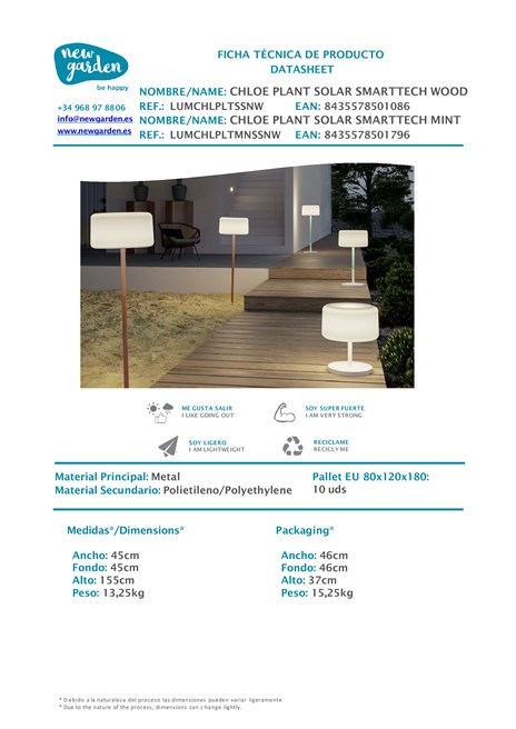 LED floor lamp cordless CHLOE PLANT Chloe Collection By Newgarden