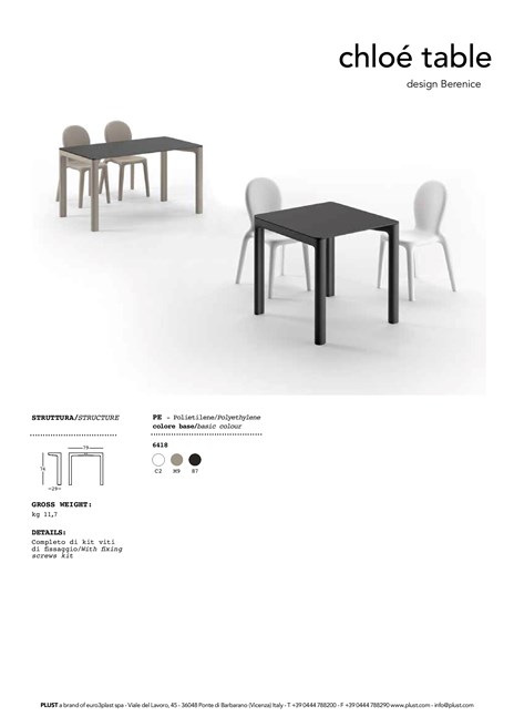 CHLOÈ Contemporary style plastic dining table By Plust | design Berenice
