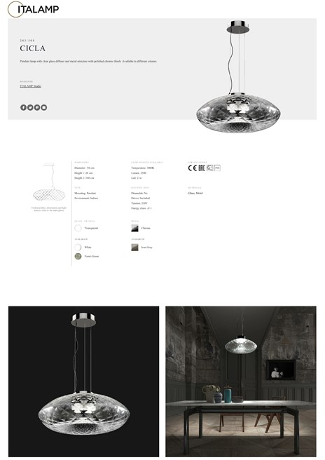 CICLA 203/50S | Pendant lamp LED blown glass pendant lamp By Italamp
