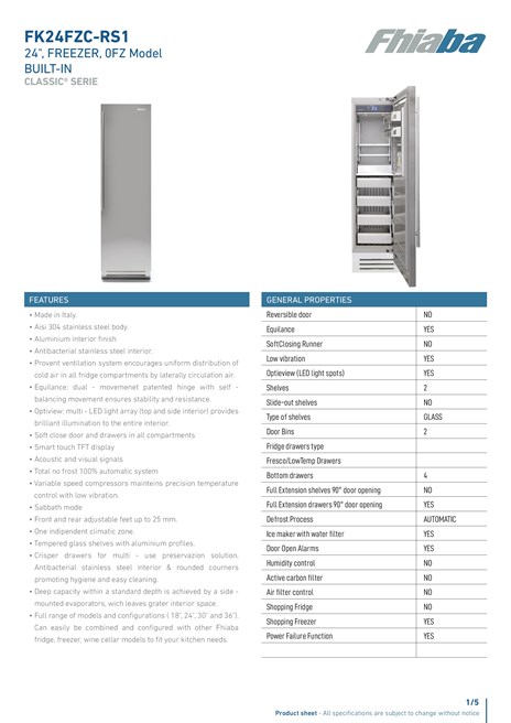 CLASSIC 24 - FK24FZC | Freezer Built-in stainless steel freezer with ...